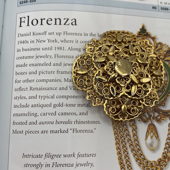 Florenza | Jewelry | Vintage Florenza Gold Tone Filigree Style Brooch ...